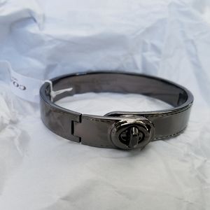 Coach | Jewelry | Coach Turnlock Bangle Bracelet Hinged Embossed Stitch ...